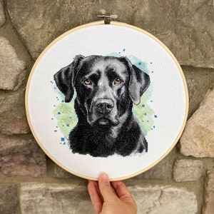 Black Labrador Dog Cross Stitch Pattern | Watercolor Black Lab ...