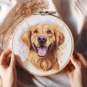 Golden Retriever Cross Stitch Pattern | Watercolor Labrador Dog ...