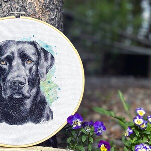 Black Labrador Dog Cross Stitch Pattern | Watercolor Black Lab ...