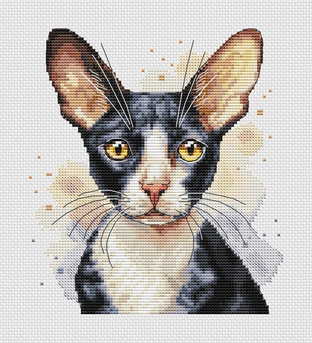 Black and White Cornish Rex Cross Stitch Pattern | Shorthair Cat ...