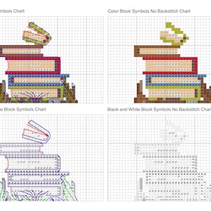 Owl With Books Counted Cross-stitch Pattern | Bookworm Bird Bookmark ...