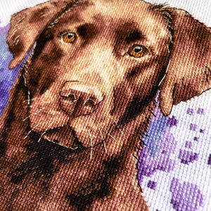 Chocolate Labrador Cross Stitch Pattern | Watercolor Dog Head Portrait ...