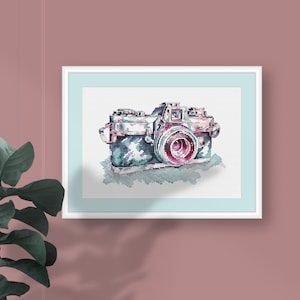 Old Photo Camera Cross-stitch Pattern Watercolor Vintage Camera PDF ...