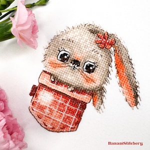 Bunny in Pocket Cross Stitch Pattern | Pocket Rabbit Counted Cross ...