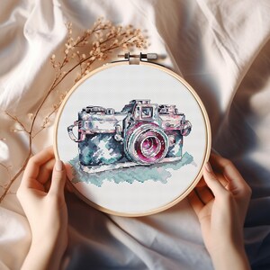 Old Photo Camera Cross-stitch Pattern Watercolor Vintage Camera PDF ...