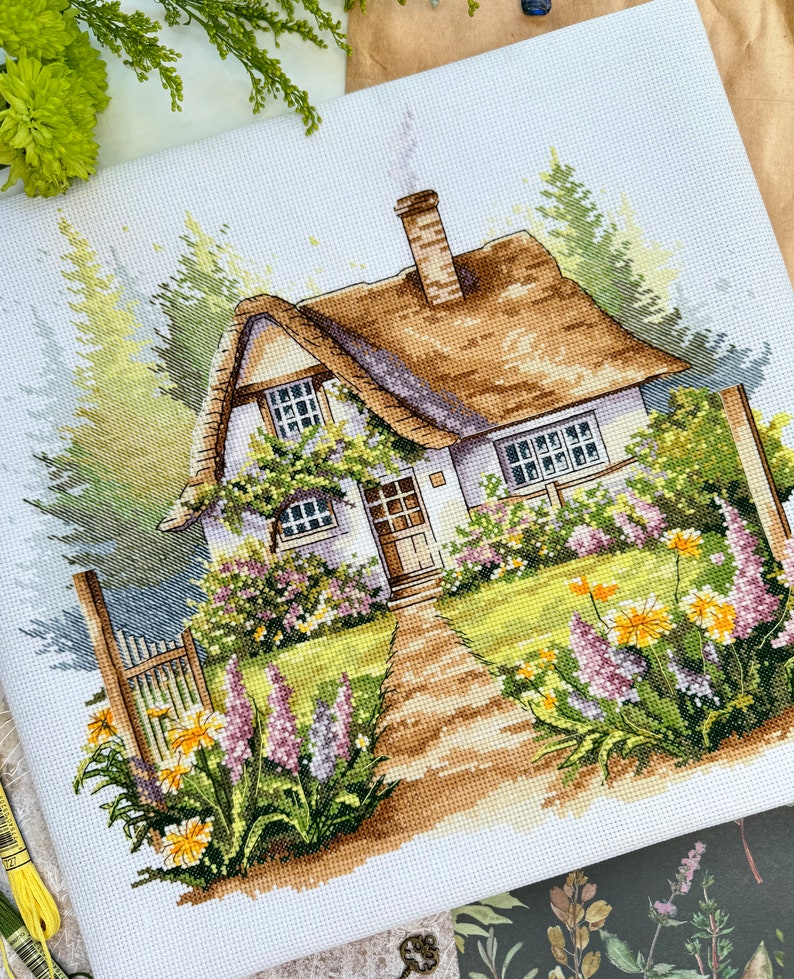 Enchanting English Cottage & Garden Cross-stitch Pattern Summer Little ...