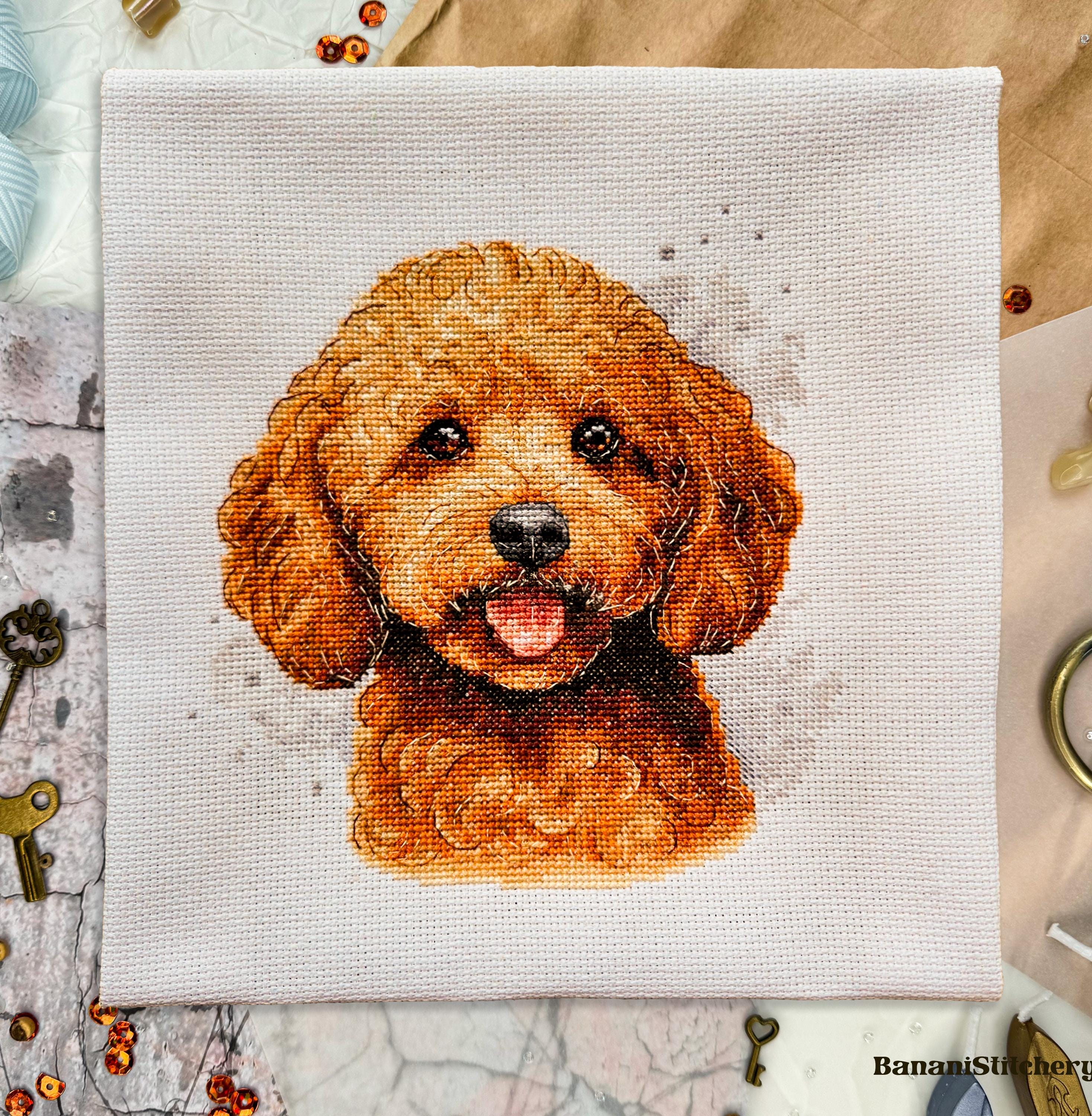 Red Toy Poodle Cross Stitch Pattern Apricot Miniature Poodle Portrait ...