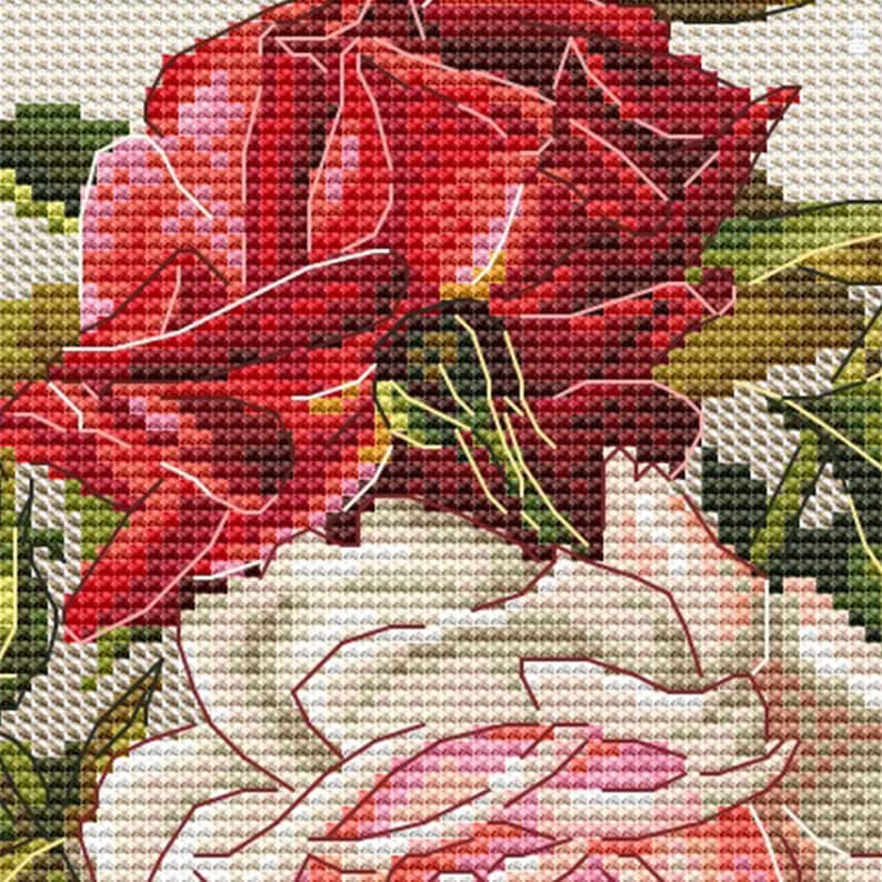Victorian Roses Cross Stitch Pattern | Antique Botanical Flowers | PDF ...