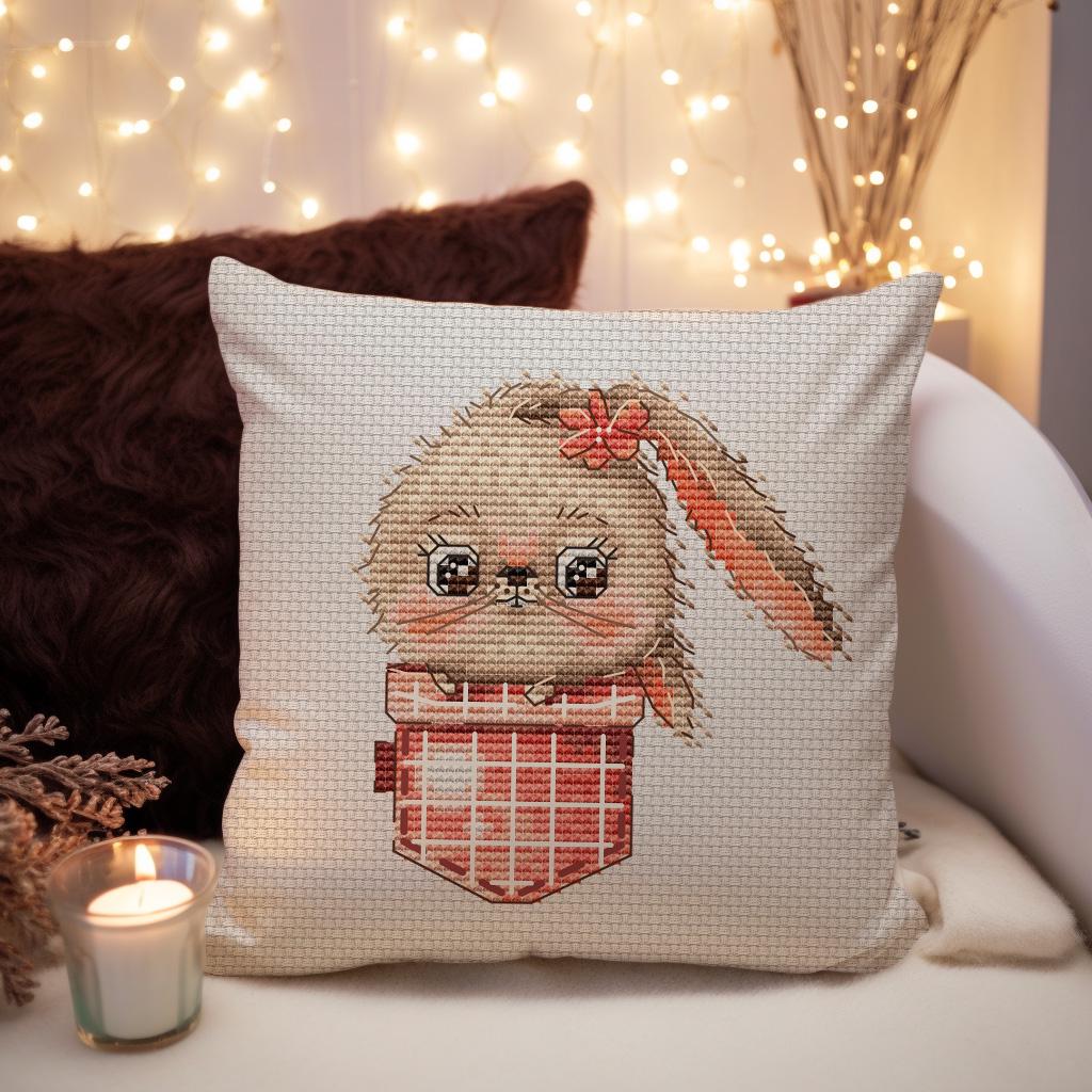 Bunny in Pocket Cross Stitch Pattern | Pocket Rabbit Counted Cross ...