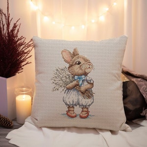 Cute Bunny Boy With Willow Bouquet Cross-stitch Pattern PDF Easter Baby ...