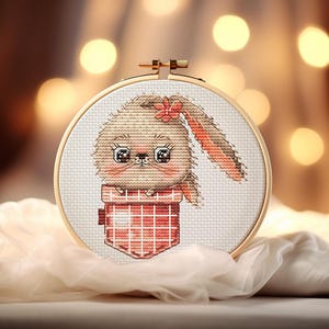 Bunny in Pocket Cross Stitch Pattern Pocket Rabbit Counted Cross Stitch ...