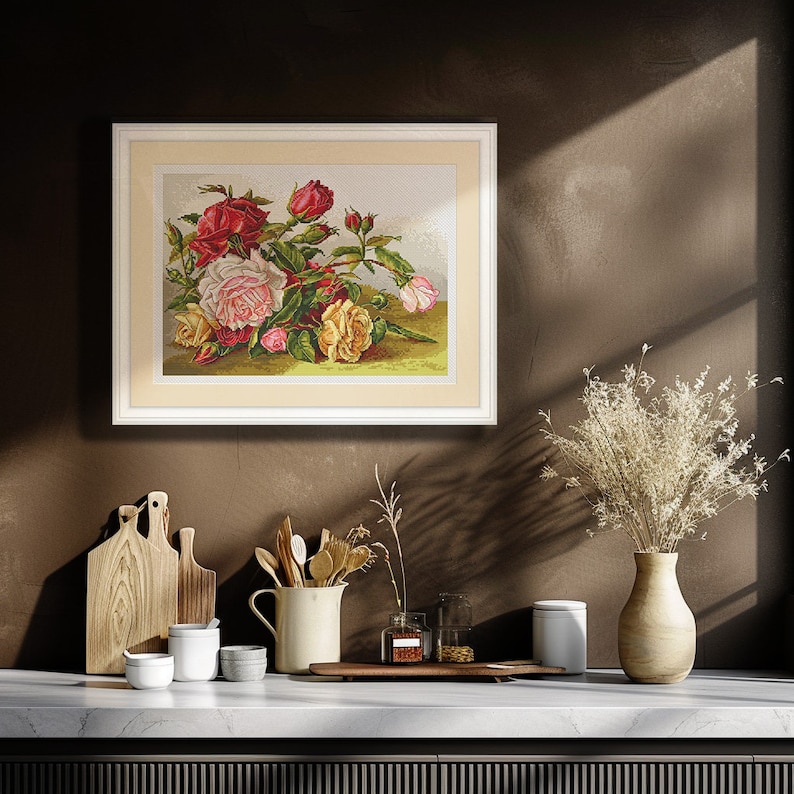 Victorian Roses Cross Stitch Pattern | Antique Botanical Flowers | PDF ...