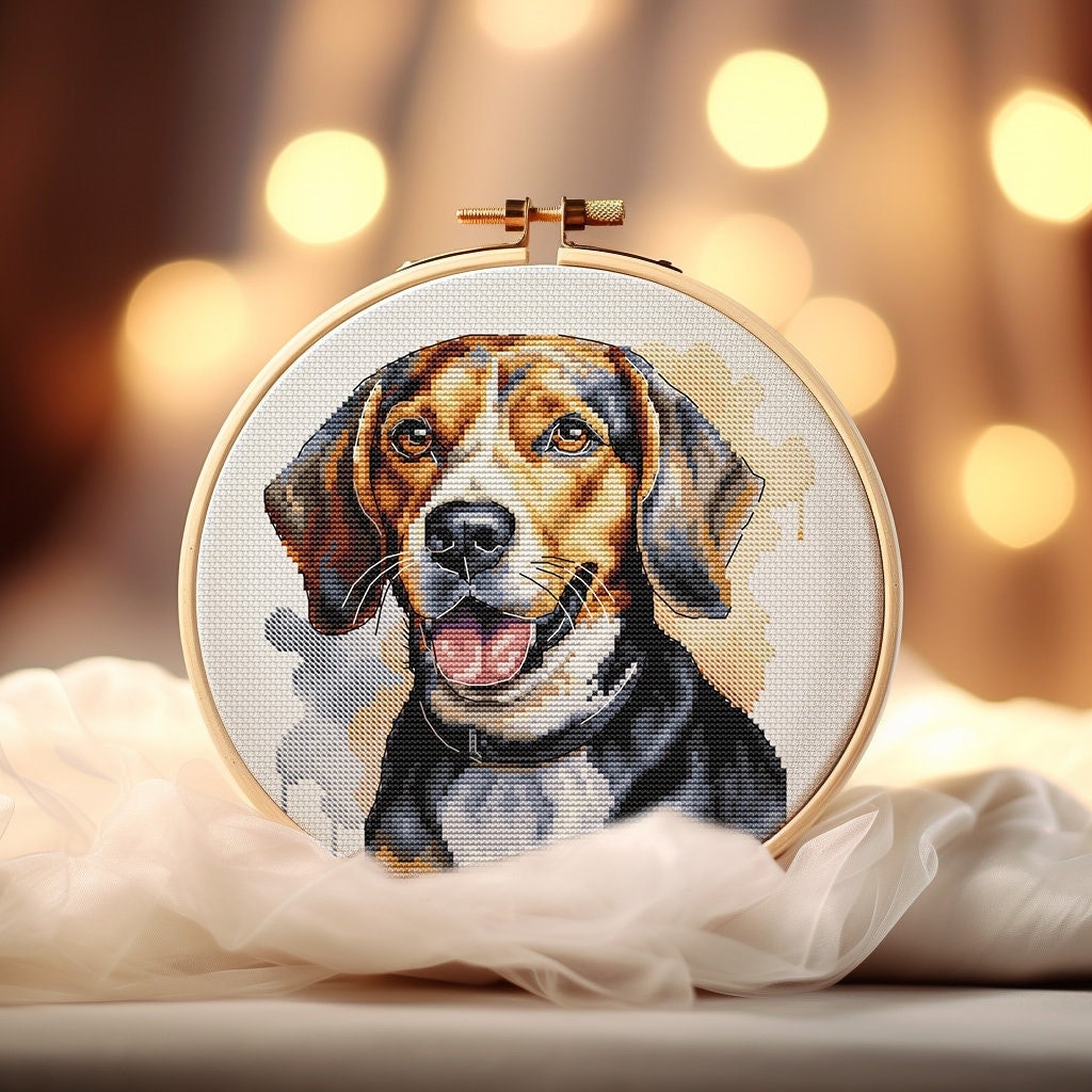 Beagle Portrait Cross Stitch Pattern Watercolor Beagle Dog PDF Chart ...