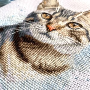 KIT Tabby Cat Portrait Cross Stitch Pattern Kit Grey Domestic Tabby Cat ...