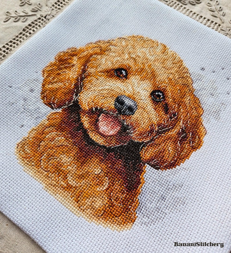 Red Toy Poodle Cross Stitch Pattern Apricot Miniature Poodle Portrait ...
