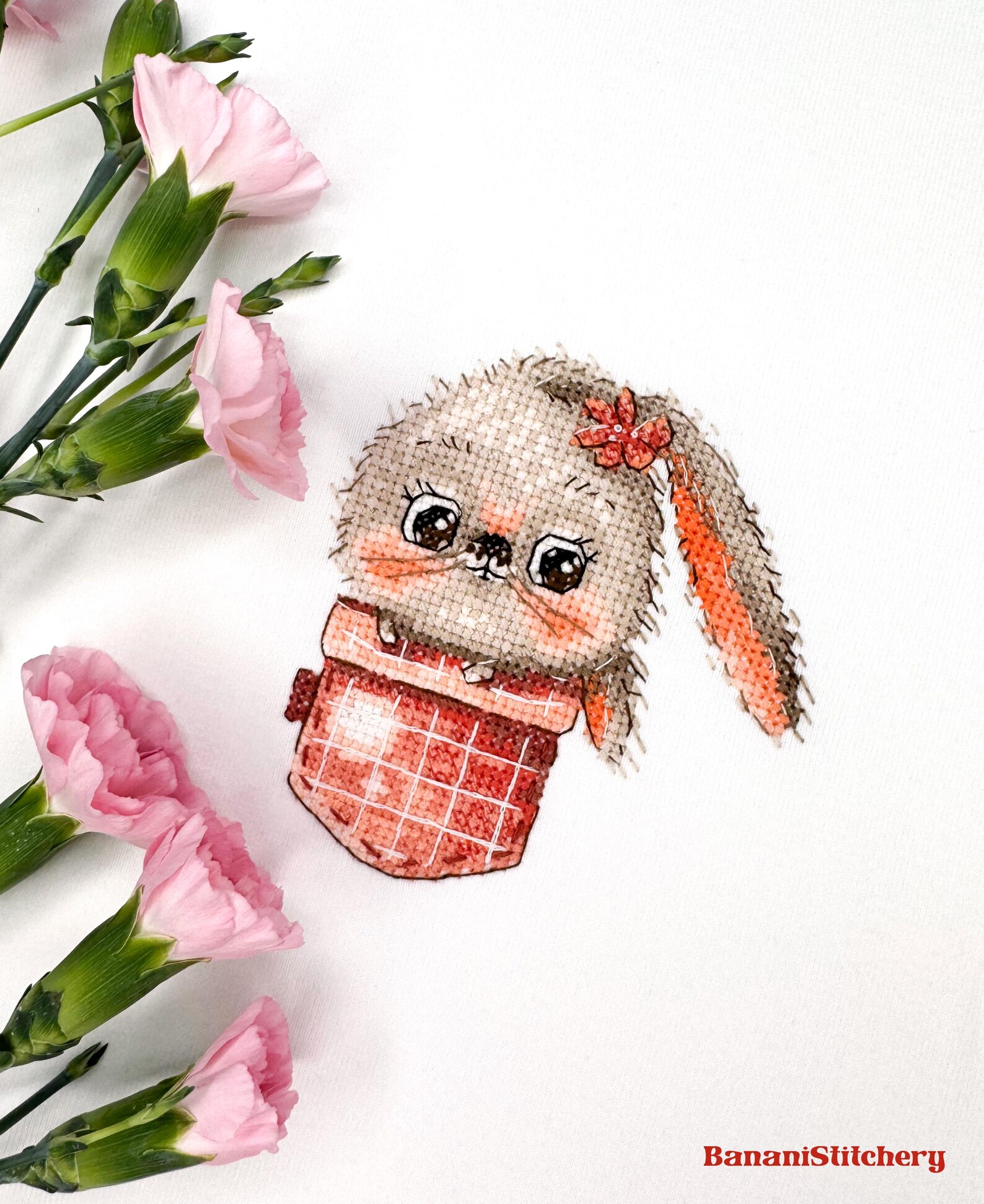 Bunny in Pocket Cross Stitch Pattern | Pocket Rabbit Counted Cross ...