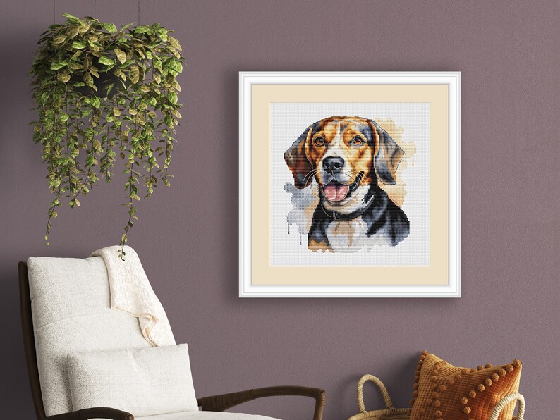 Beagle Portrait Cross Stitch Pattern Watercolor Beagle Dog PDF Chart ...