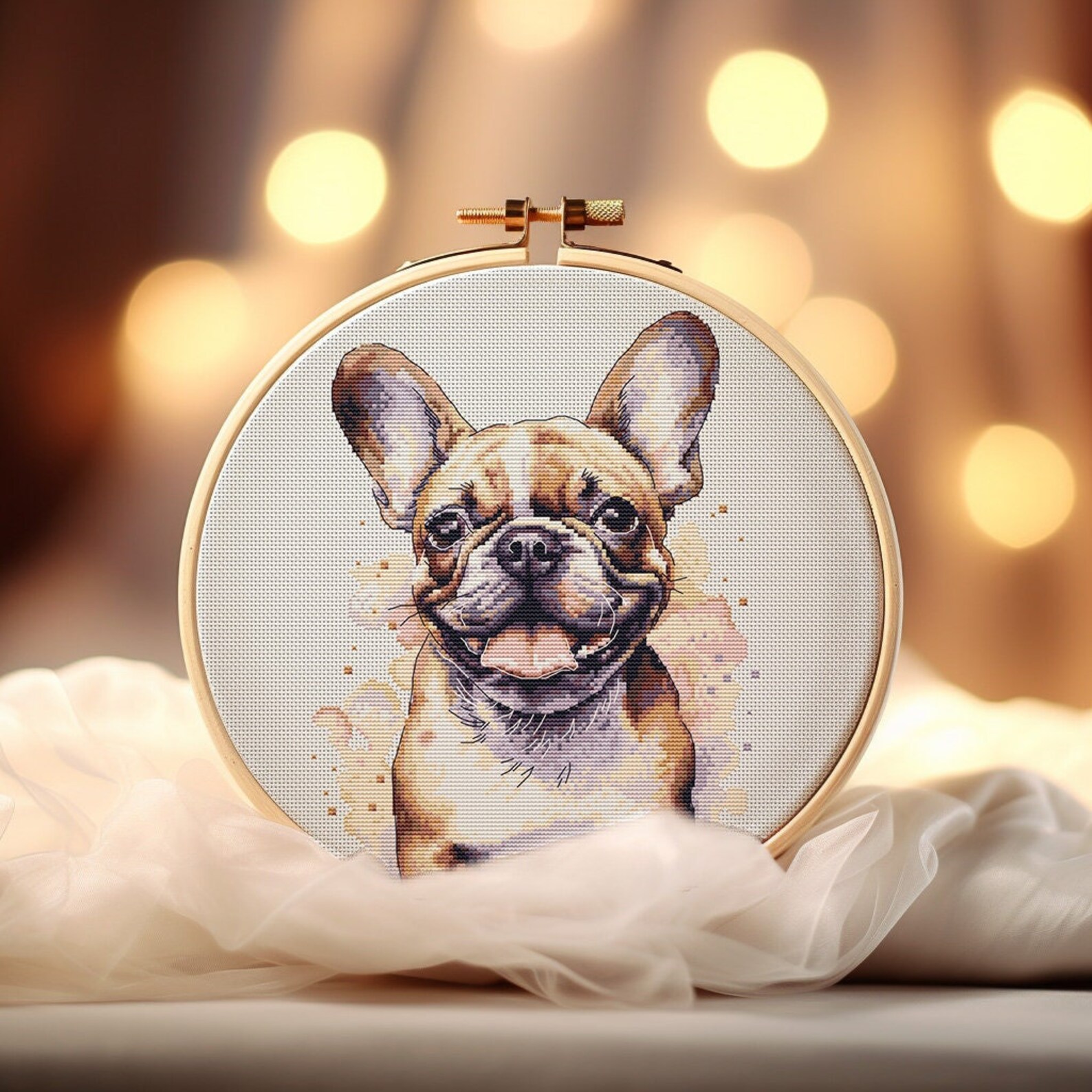 Smiling Bulldog Cross-stitch Pattern Watercolor French Bulldog ...