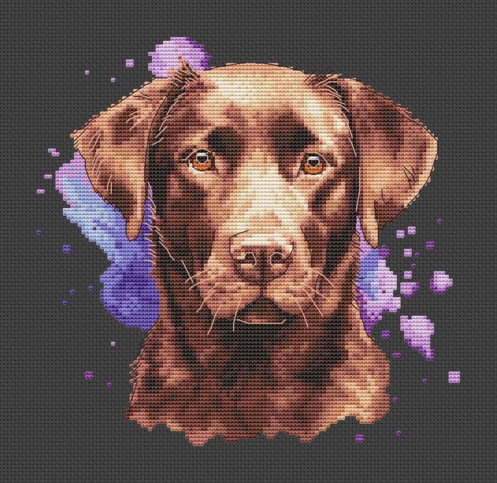 Chocolate Labrador Cross Stitch Pattern Watercolor Dog Portrait ...