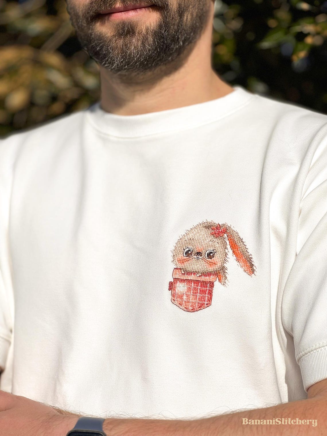 Bunny in Pocket Cross Stitch Pattern | Pocket Rabbit Counted Cross ...