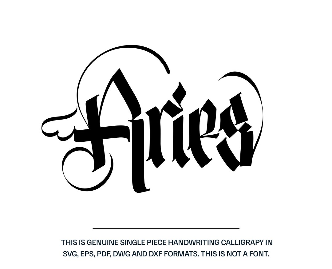 Aries Zodiac Vector SVG Horoscope Handwriting Unique Calligraphy ...