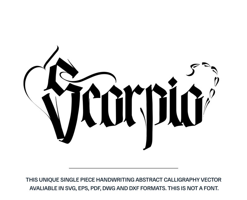 Scorpio Zodiac Vector SVG Handwriting Unique Calligraphy - Digital ...