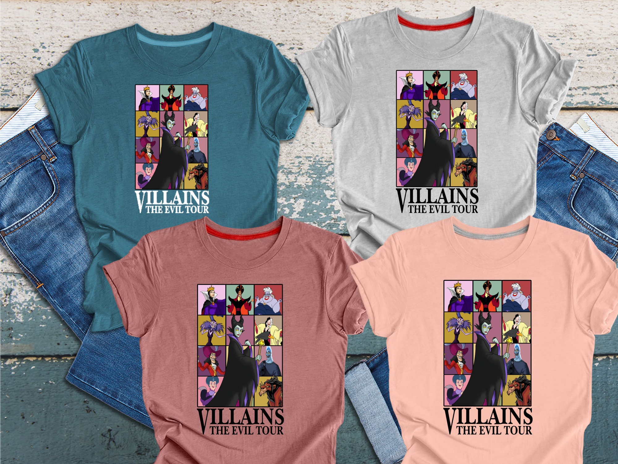 Two-sided Vintage Disney Villains Evil Tour Shirt and Tank Top, Disney Villains Concert Music ...