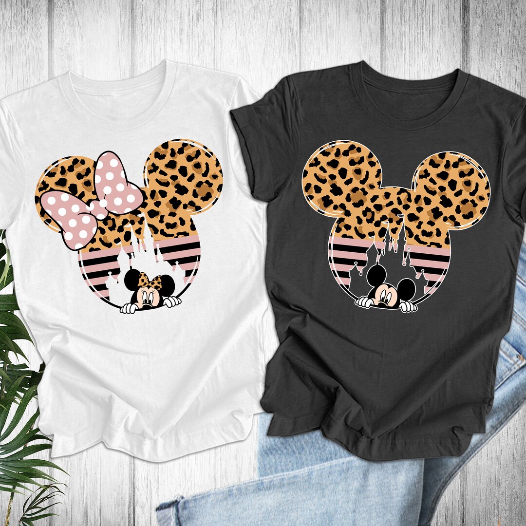 Leopard Print Minnie Mickey Couple Shirt, Animal Kingdom Shirt, Women ...