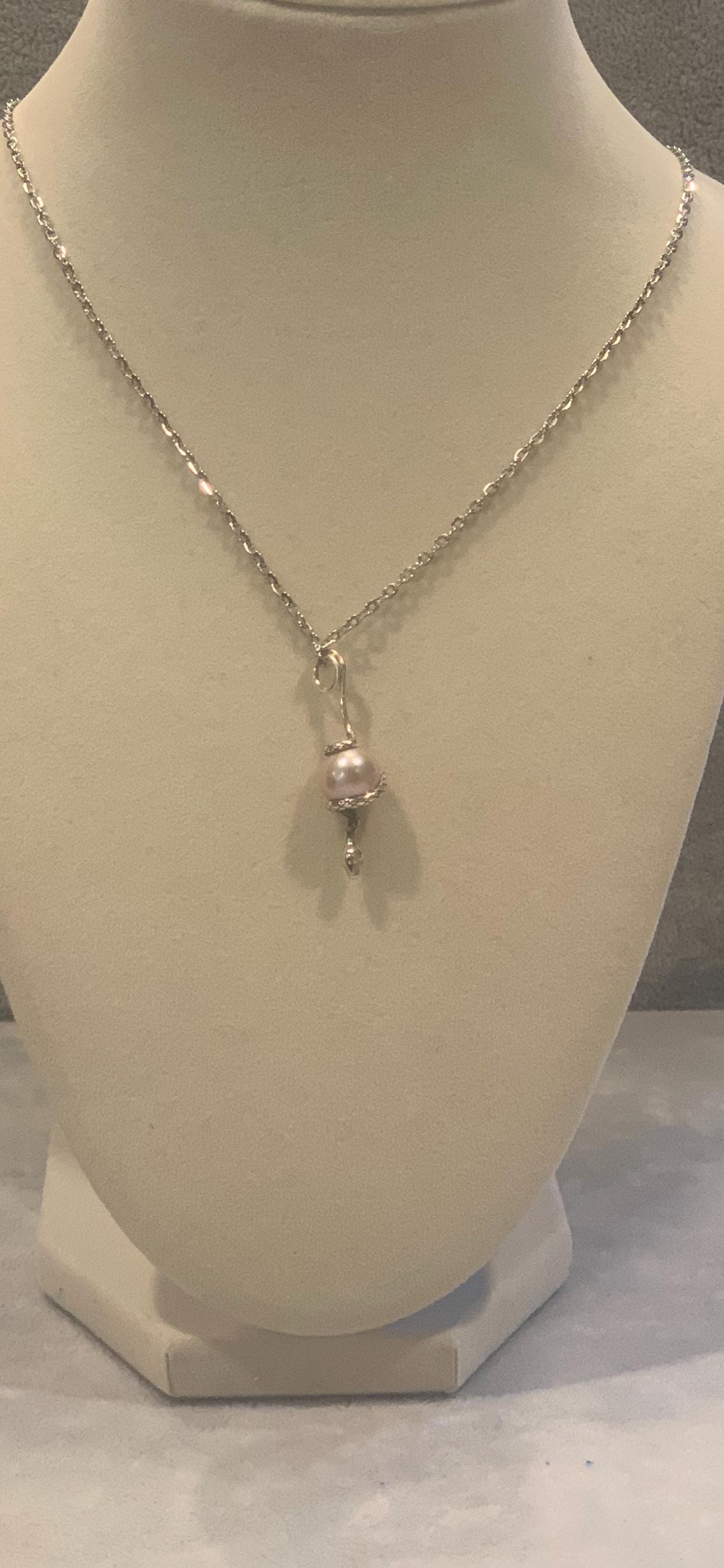 Snake Freshwater Pearl Pendant Necklace - Etsy