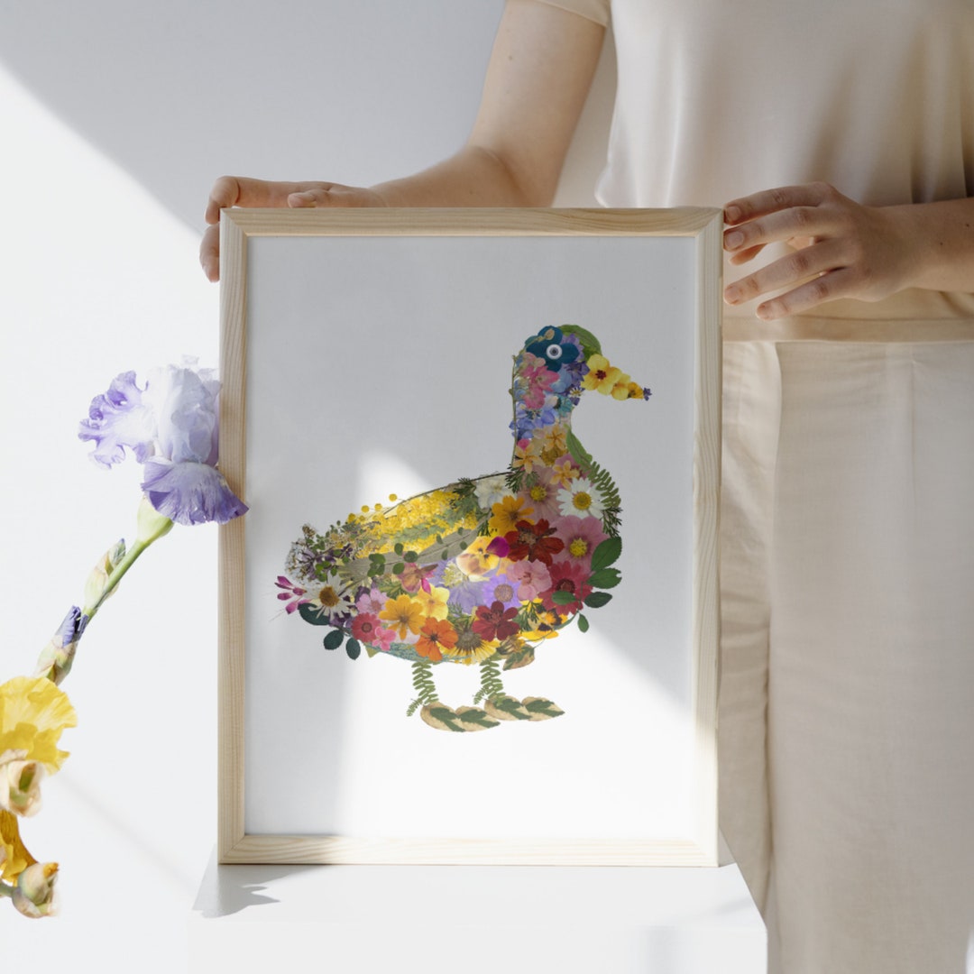 Funny Duck Poster Digital Art for Print Floral Duck Decor - Etsy