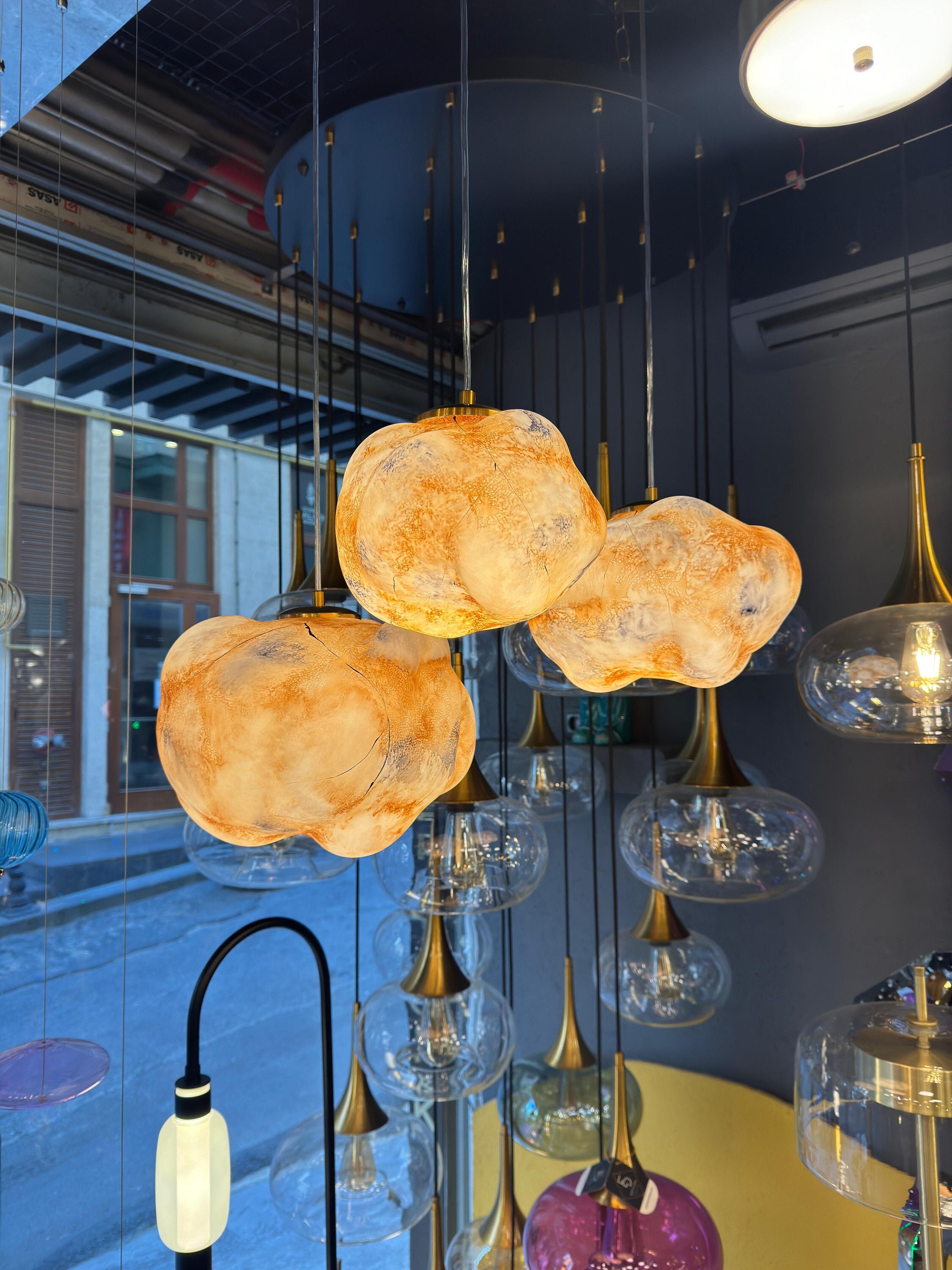 Glass Alabaster Pendant Light, Pendant Lamp, Art Deco Pendant Light ...