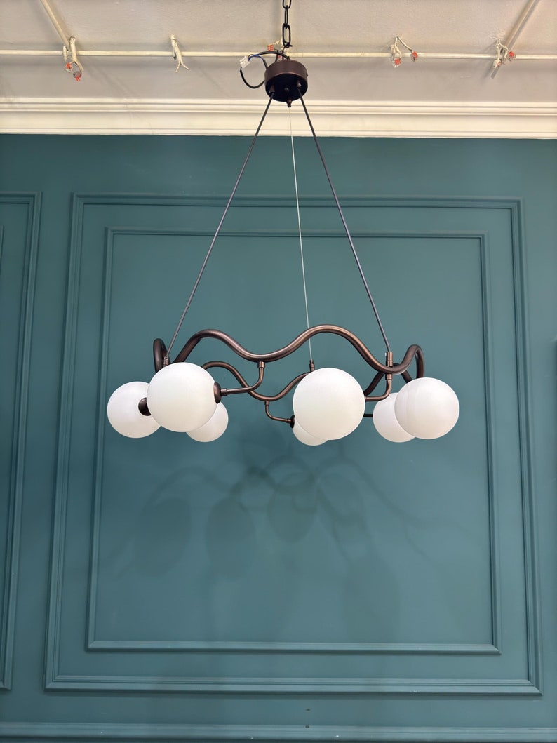 Unique Pendant Light, Modern Chandelier, Milk Glass Globe Chandelier ...