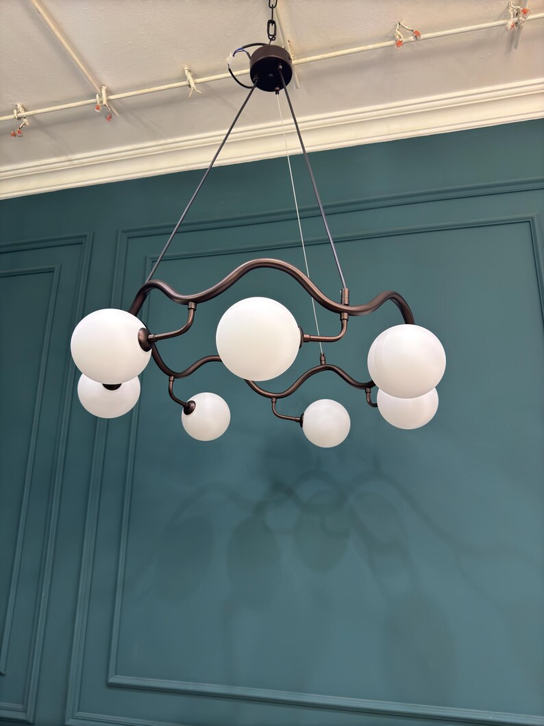 Unique Pendant Light, Modern Chandelier, Milk Glass Globe Chandelier ...