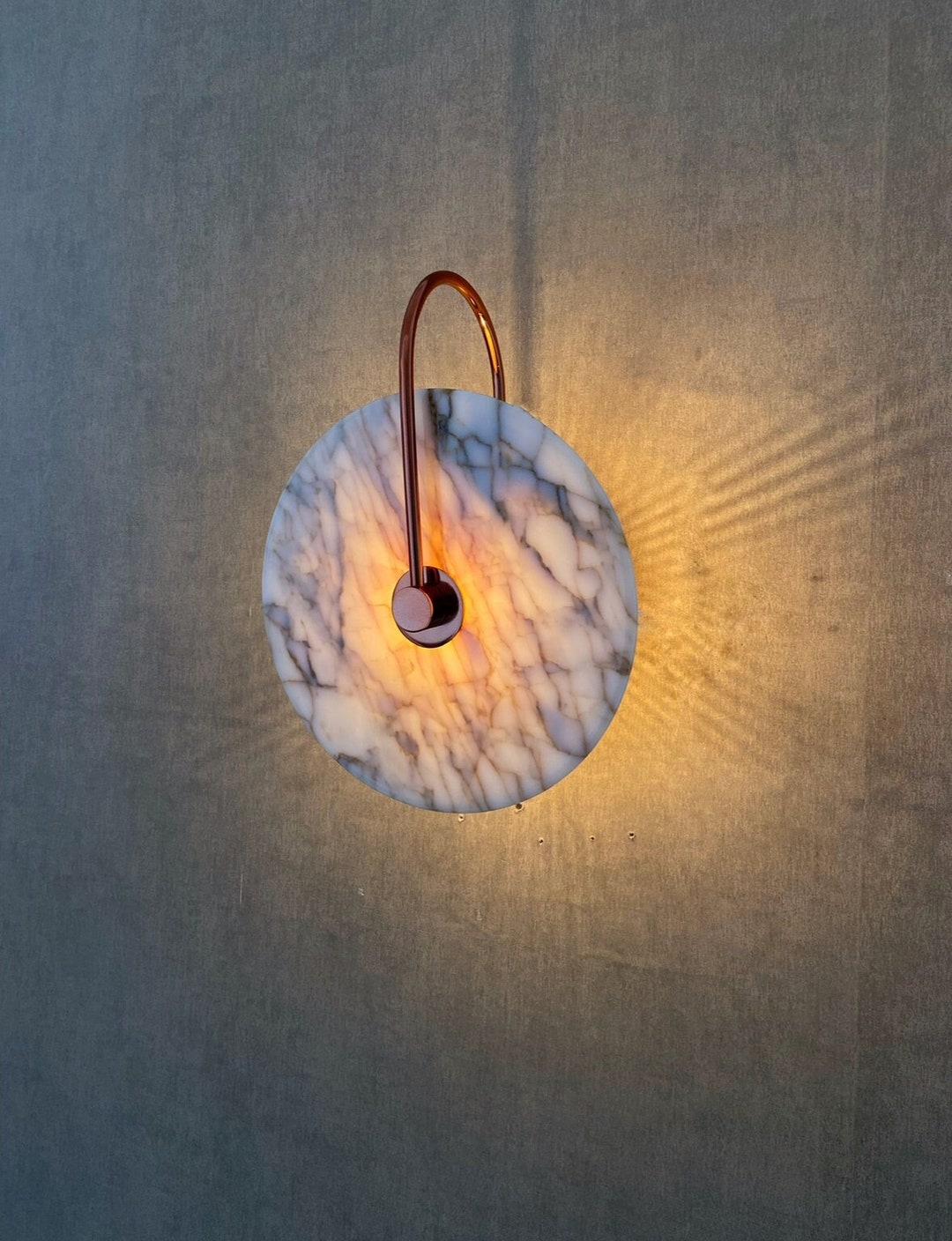 Marble Wall Sconce, Rose Gold Wall Sconce, Modern Wall Light ...