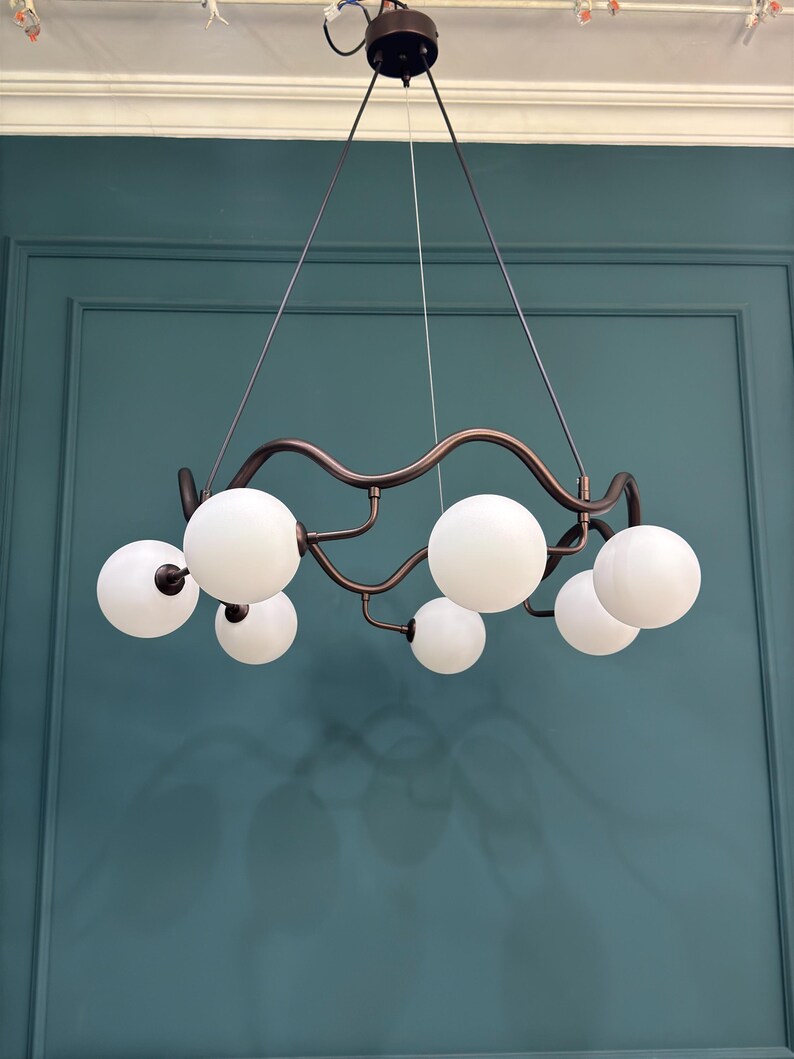 Unique Pendant Light, Modern Chandelier, Milk Glass Globe Chandelier ...