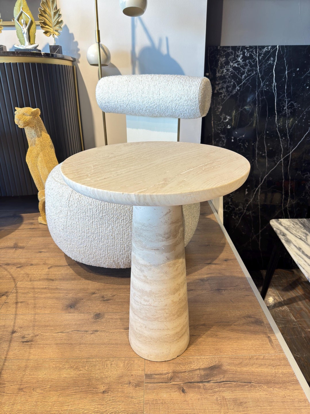 Travertine Marble Side Table, Marble Coffee Stand, Living Room Decor ...