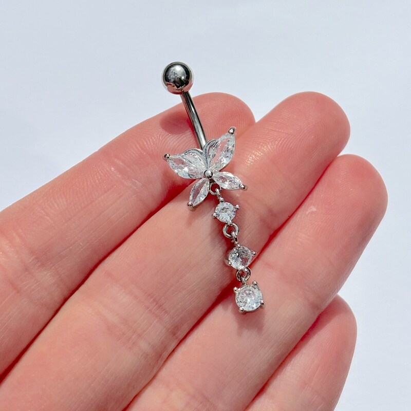 Sterling Silver Belly Piercing - Etsy