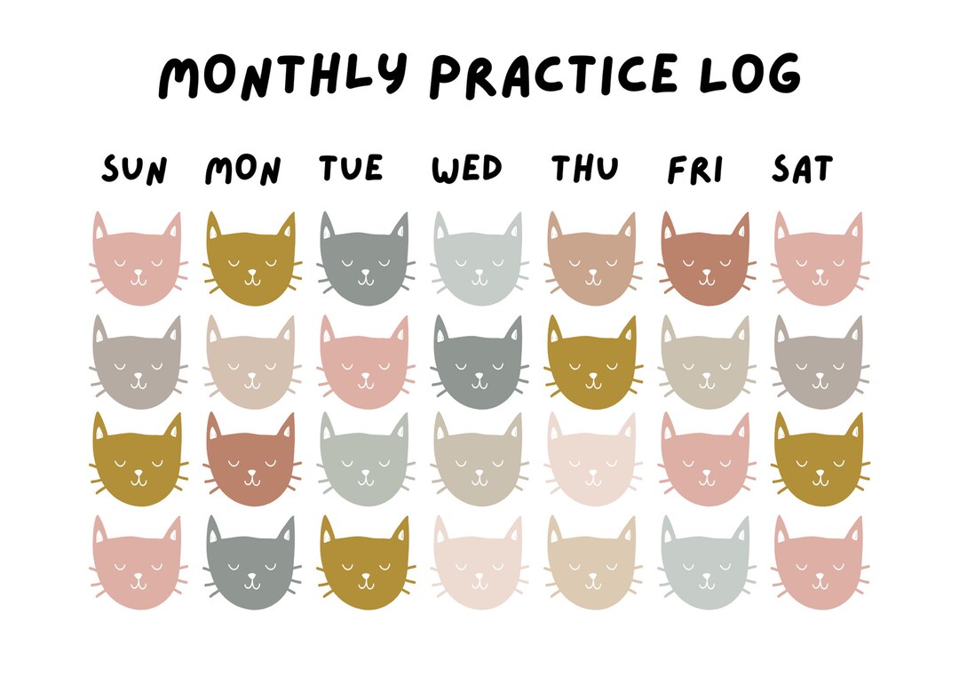 Printed Weekly Practice Chart Musician Log Monthly Practice Music ...