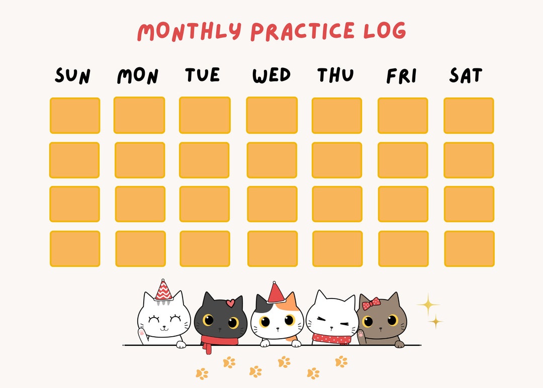 Digital Weekly and Monthly Practice Chart Music Practice Musician ...