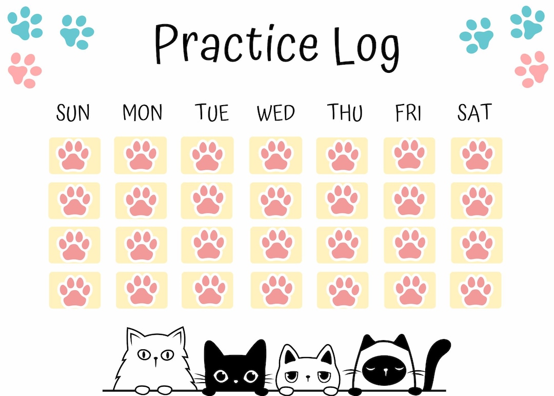 Digital Piano Practice Log Monthly Habit Tracker Weekly Goal Planner ...