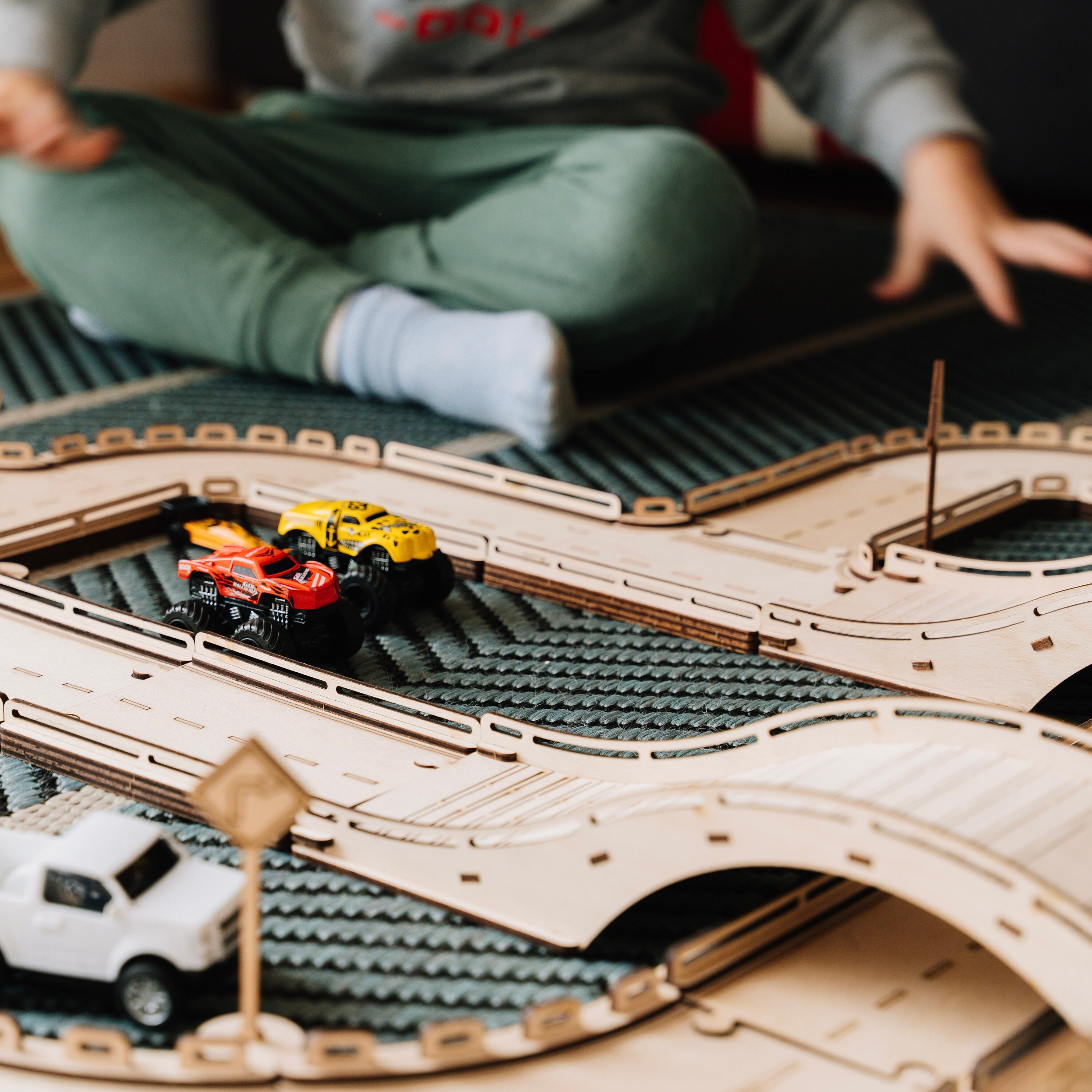 Race Car Track Ideal Toddler Gift Montessori Road Track Puzzle for Kids ...