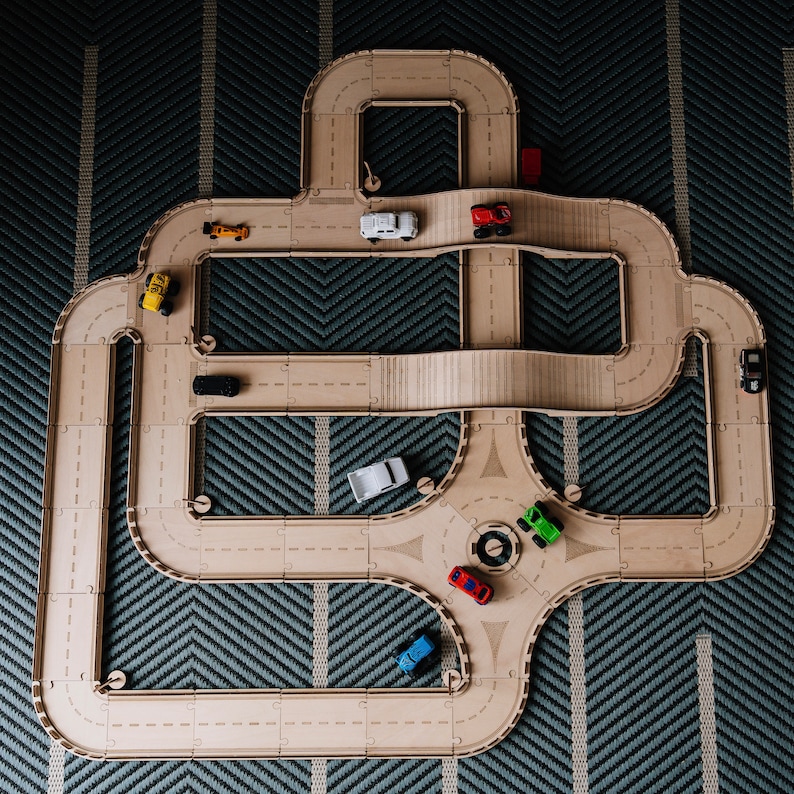 Race Car Track Ideal Toddler Gift Montessori Road Track Puzzle for Kids ...