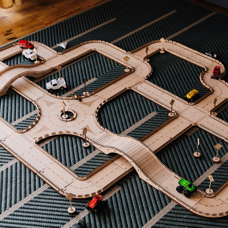 Race Car Track Ideal Toddler Gift Montessori Road Track Puzzle for Kids ...