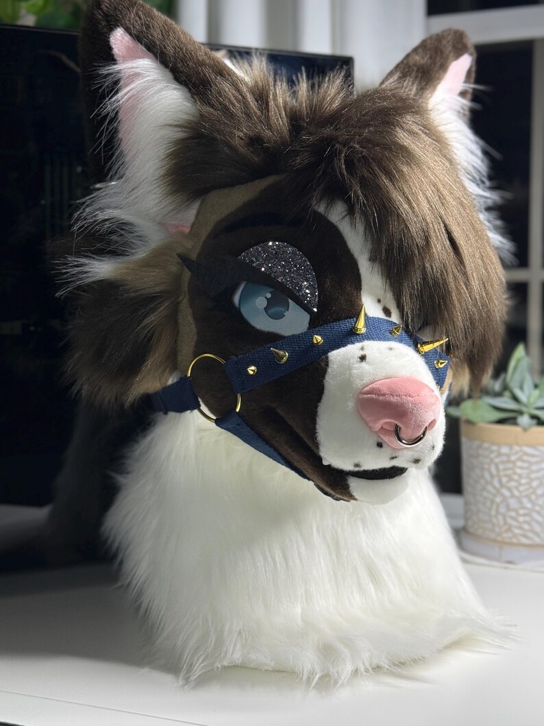Navy Blue Adjustable Fursuit Muzzle (metal Hardware - GOLD) - Etsy