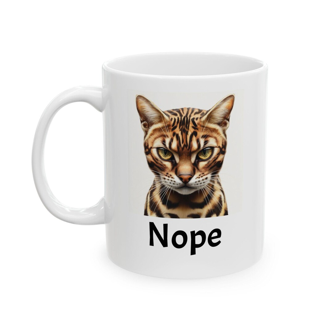 Bengal Cat Ceramic Mug, Angry Bengal Coffee Cup, Cattitude Mug, Animal ...