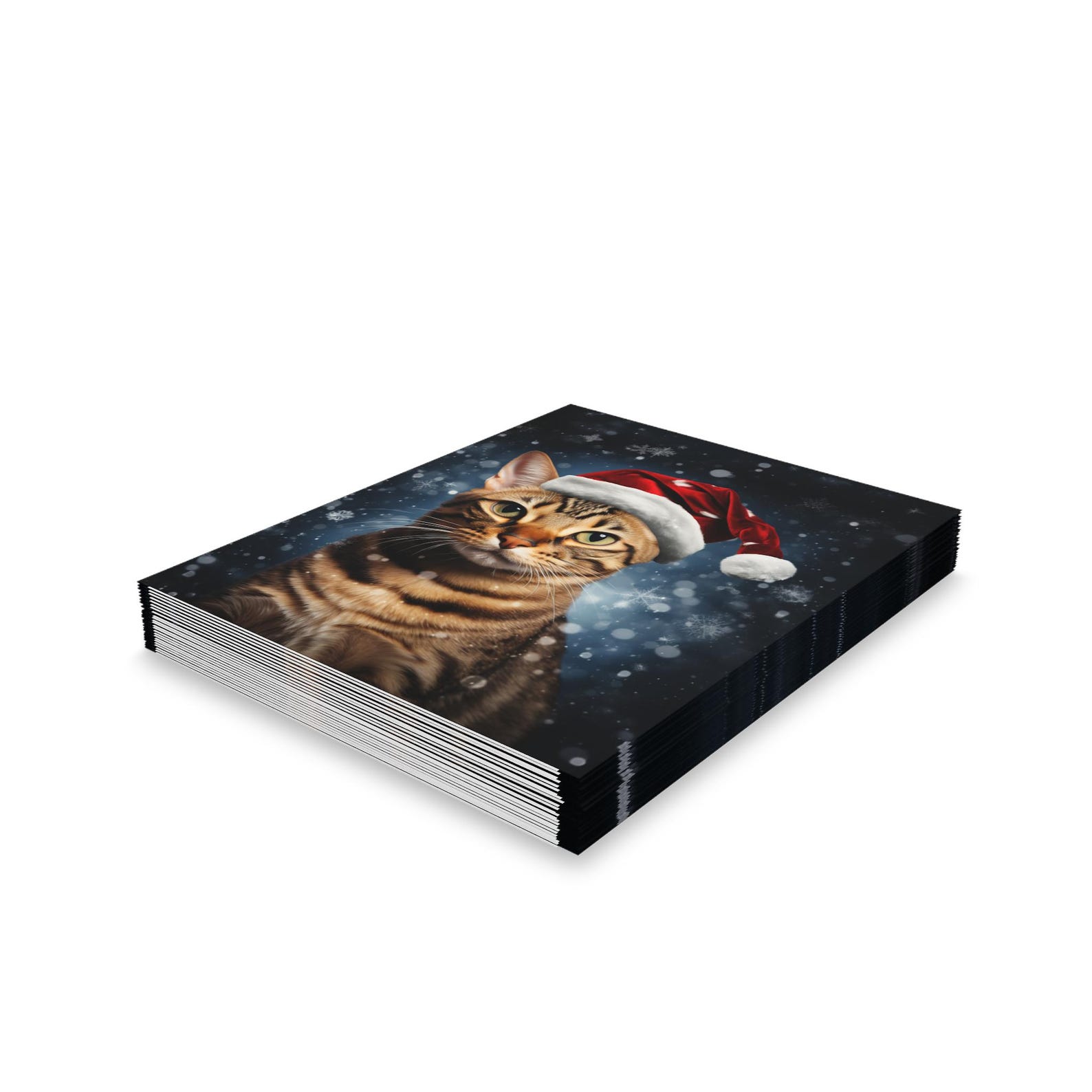 Bengal Christmas Card, Bengal With Santa Hat, Holiday Cards, Christmas ...