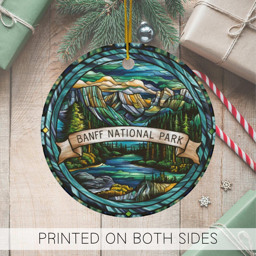 Banff National Park Faux Stained Glass Ceramic Ornament, Canadian ...