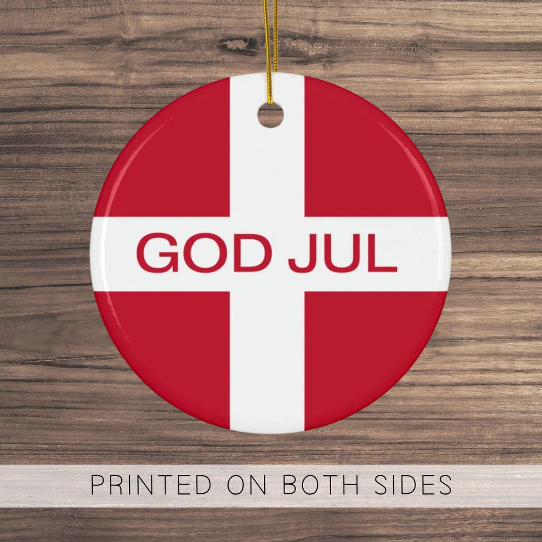 Danish Flag Ornament, God Jul Christmas Ornament, Denmark Christmas ...