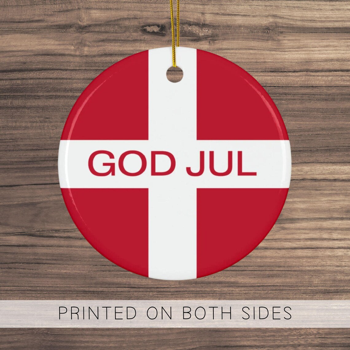 Danish Flag Ornament, God Jul Christmas Ornament, Denmark Christmas ...