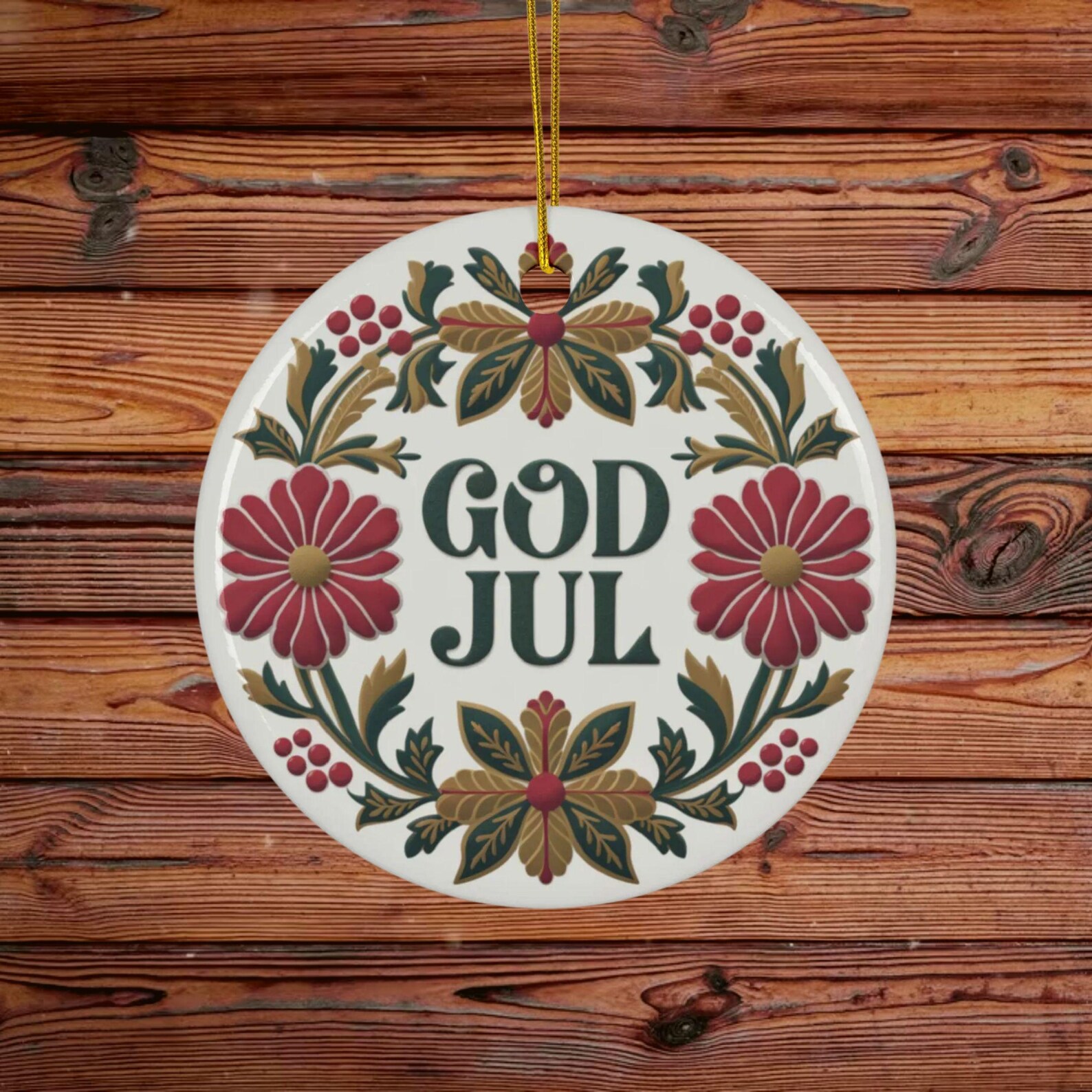 Scandinavian God Jul Folk Art Christmas Ornament, Nordic Sweden ...